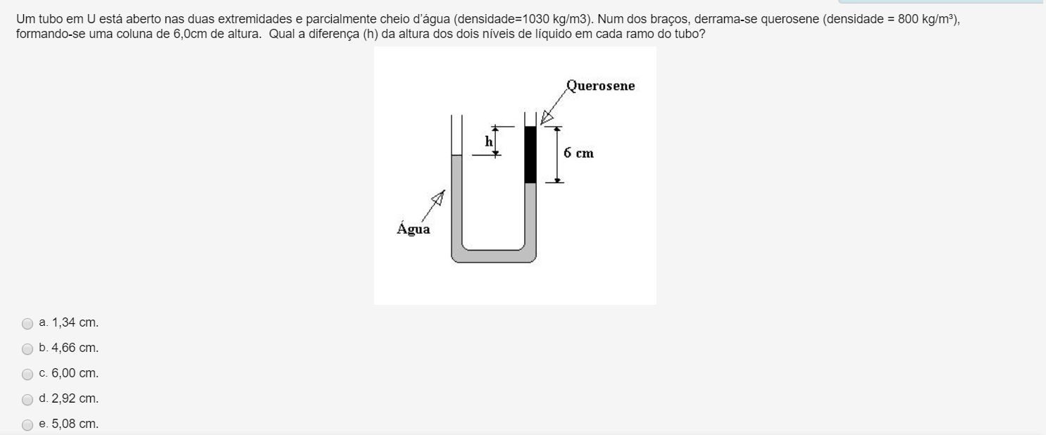 Solved A U-tube is open at two ends and closed full of water | Chegg.com