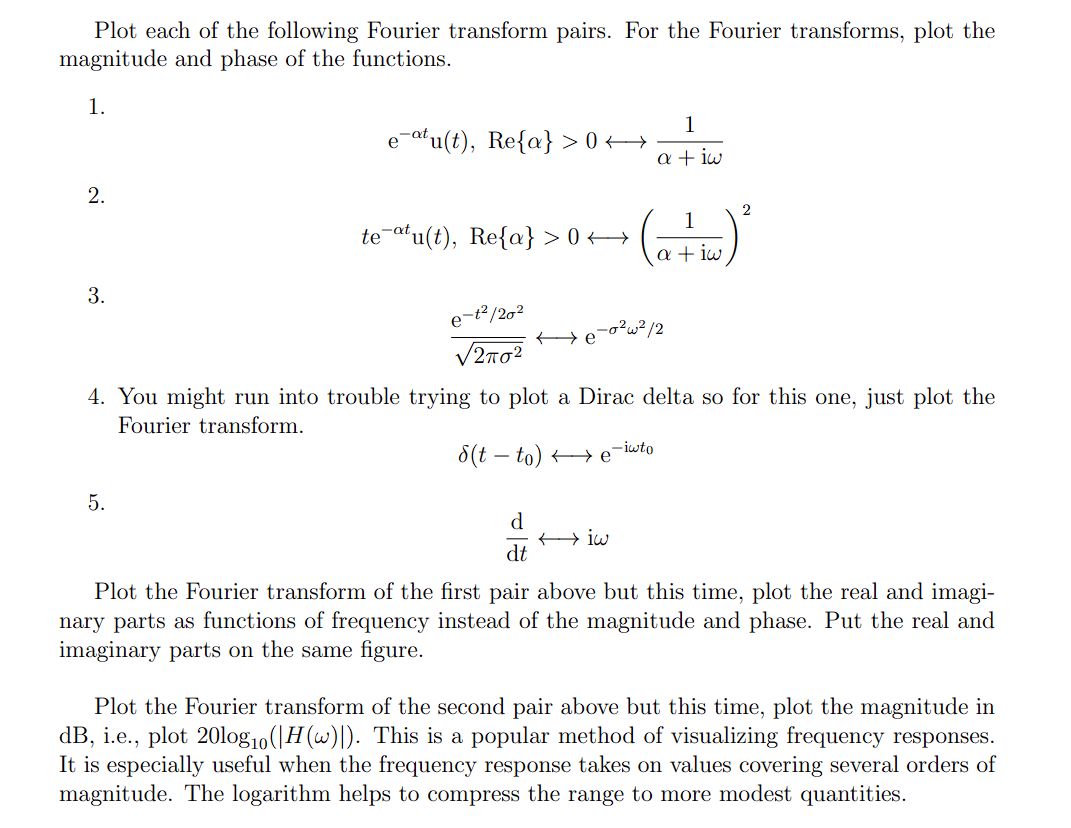 Solved Plot each of the following Fourier transform pairs. | Chegg.com