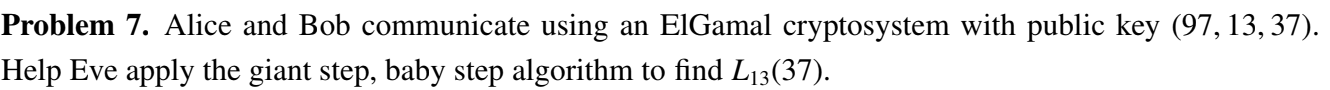 Solved Problem 7. Alice and Bob communicate using an ElGamal | Chegg.com Solved Problem 7. Alice and Bob communicate using an ElGamal | Chegg.com