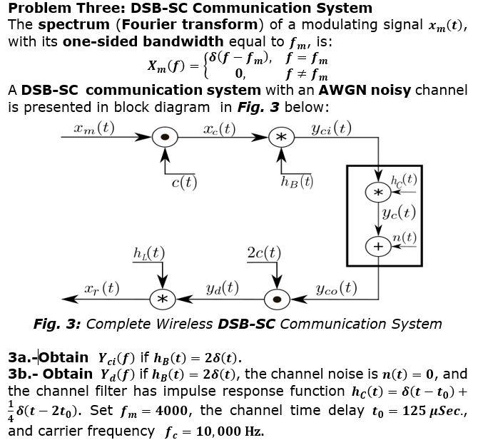 Solved Problem Three Dsb Sc Communication System The