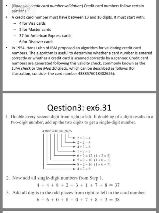 Solved Qestion3: ex6.31 1. Double every second digit from | Chegg.com