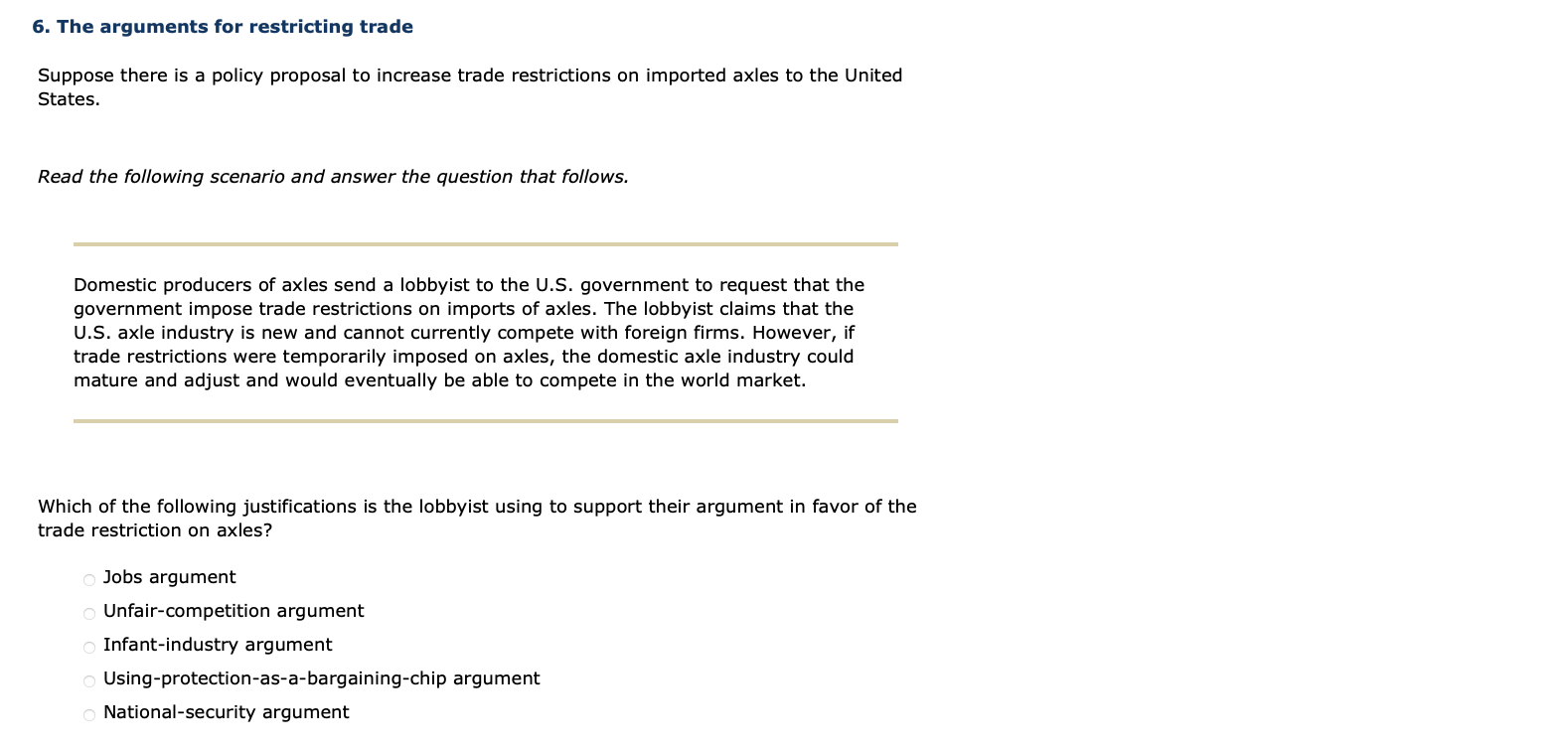 Solved The arguments for restricting tradeSuppose there is a | Chegg.com
