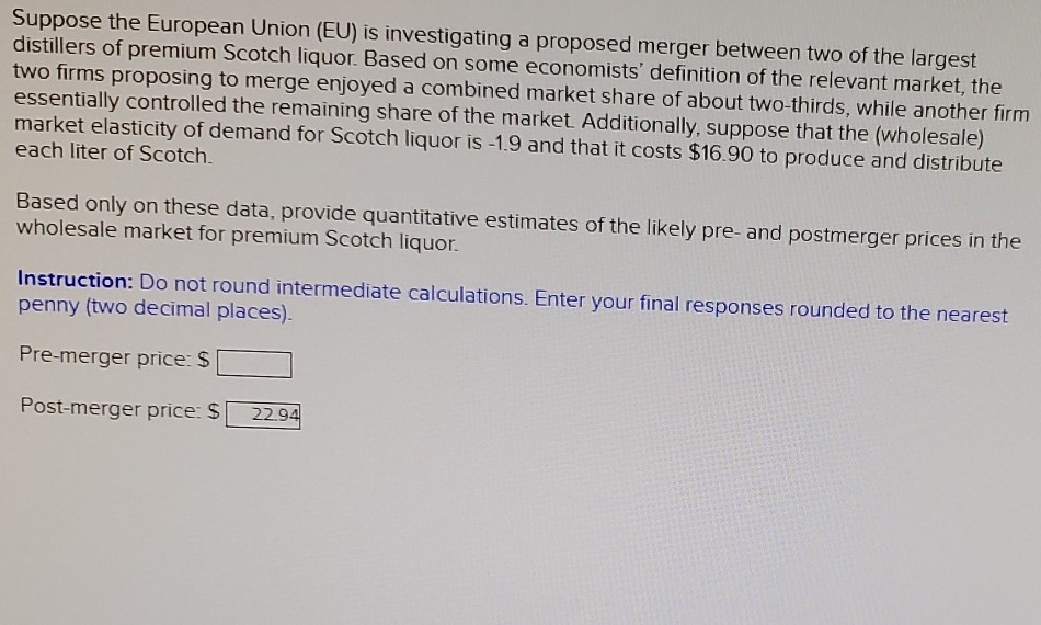Solved Suppose the European Union (EU) is investigating a | Chegg.com