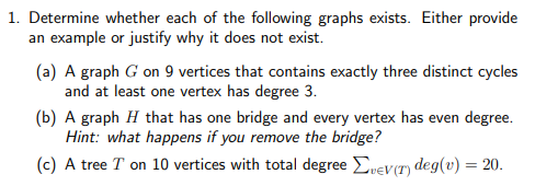 Solved 1. Determine whether each of the following graphs | Chegg.com