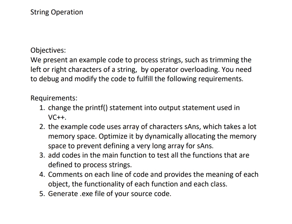 String Operation Objectives: We present an example | Chegg.com