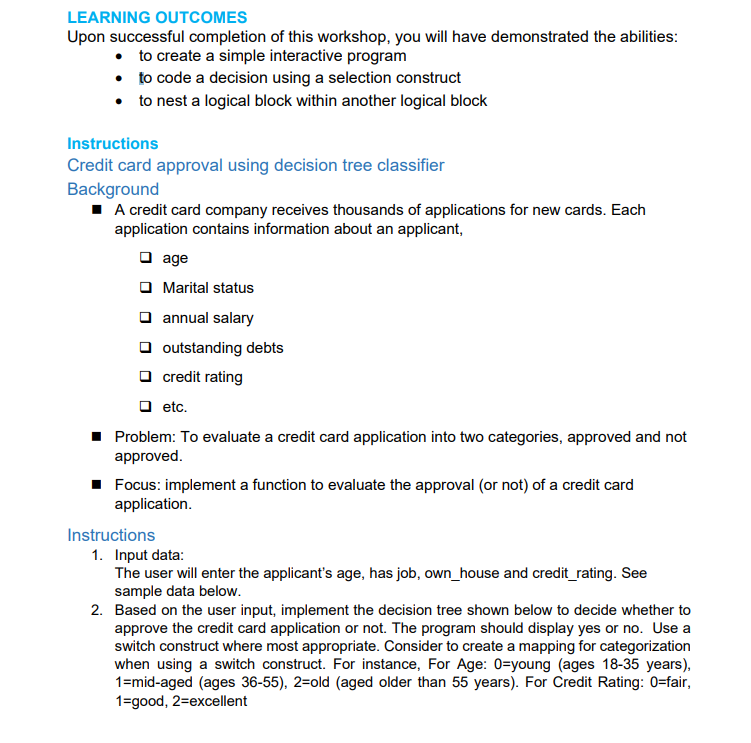 Solved LEARNING OUTCOMES Upon successful completion of this | Chegg.com