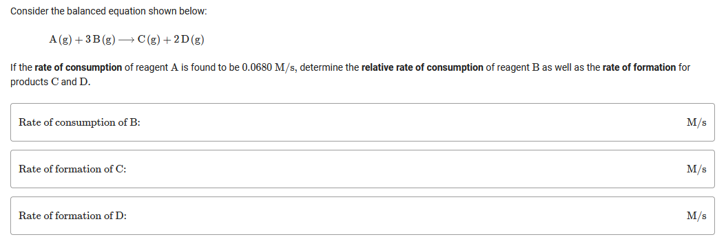 Solved Consider the balanced equation shown below: A(g)+3 B( | Chegg.com