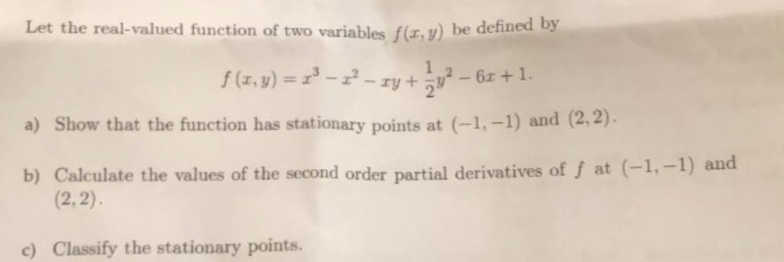 Solved Let the real-valued function of two variables f(x,y) | Chegg.com