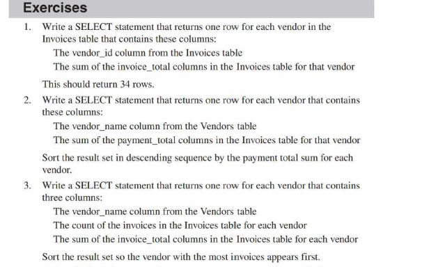 Solved 1. Write a SELECT statement that returns one row for | Chegg.com