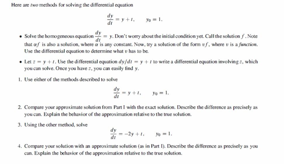 Solved Here are two methods for solving the differential | Chegg.com