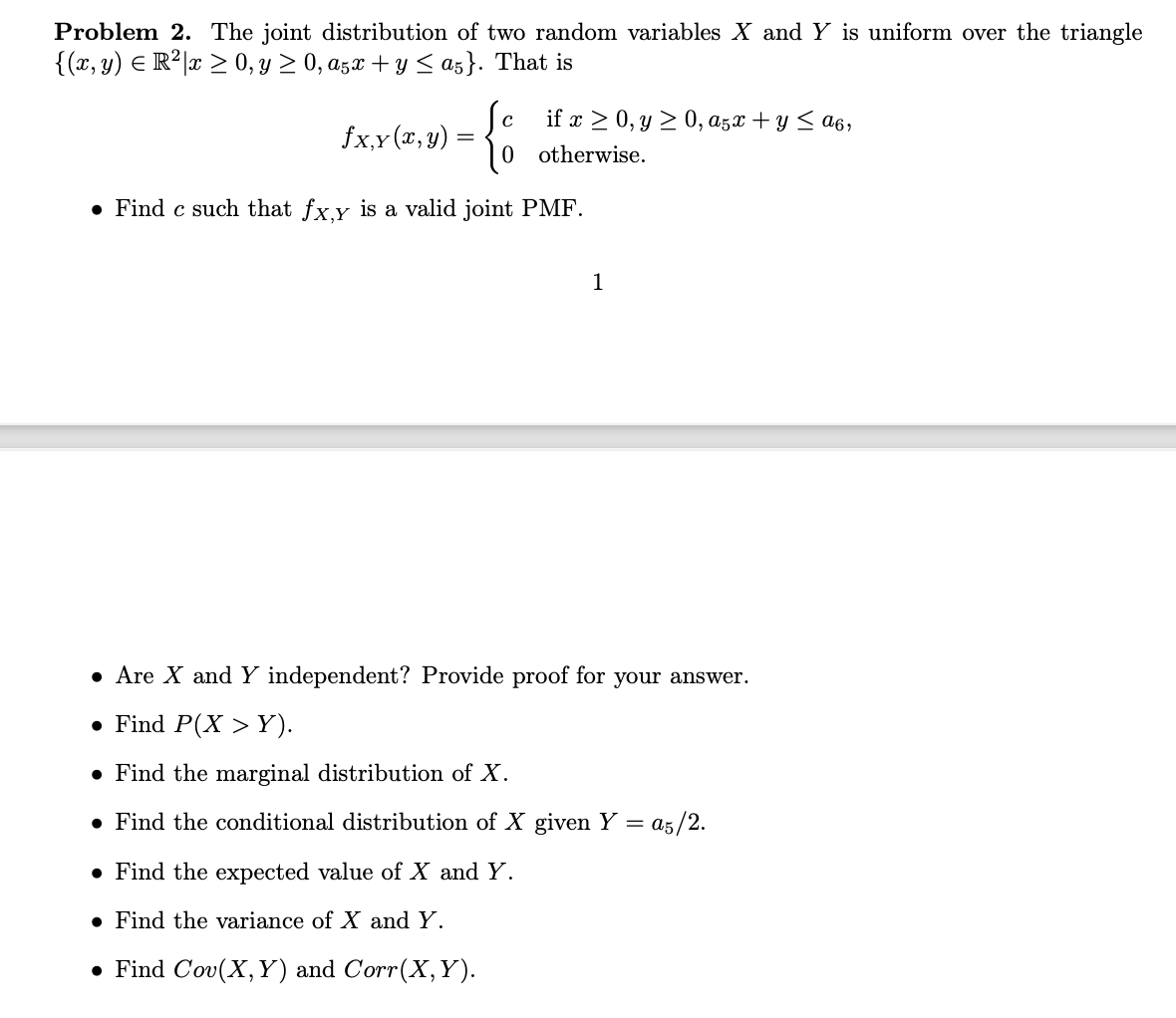 Solved Problem 2. The joint distribution of two random | Chegg.com