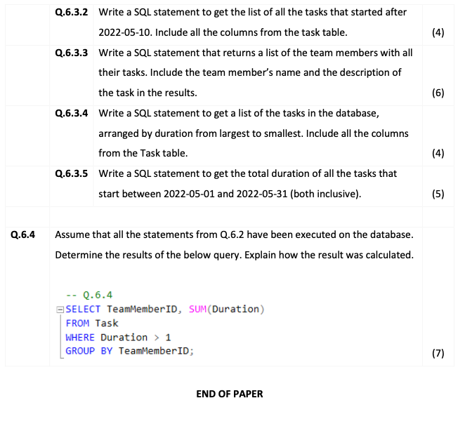 Solved Q.6.2 The below sample data in third normal form was | Chegg.com