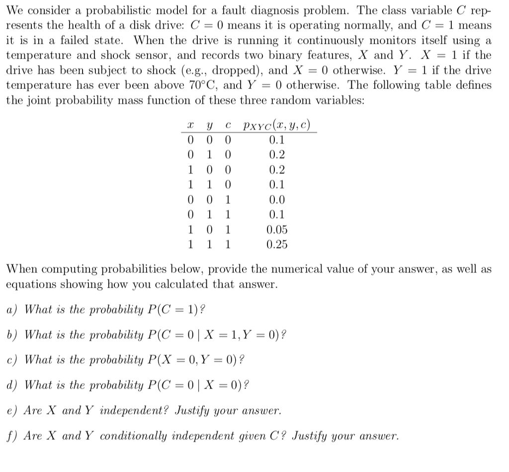 Solved We consider a probabilistic model for a fault | Chegg.com