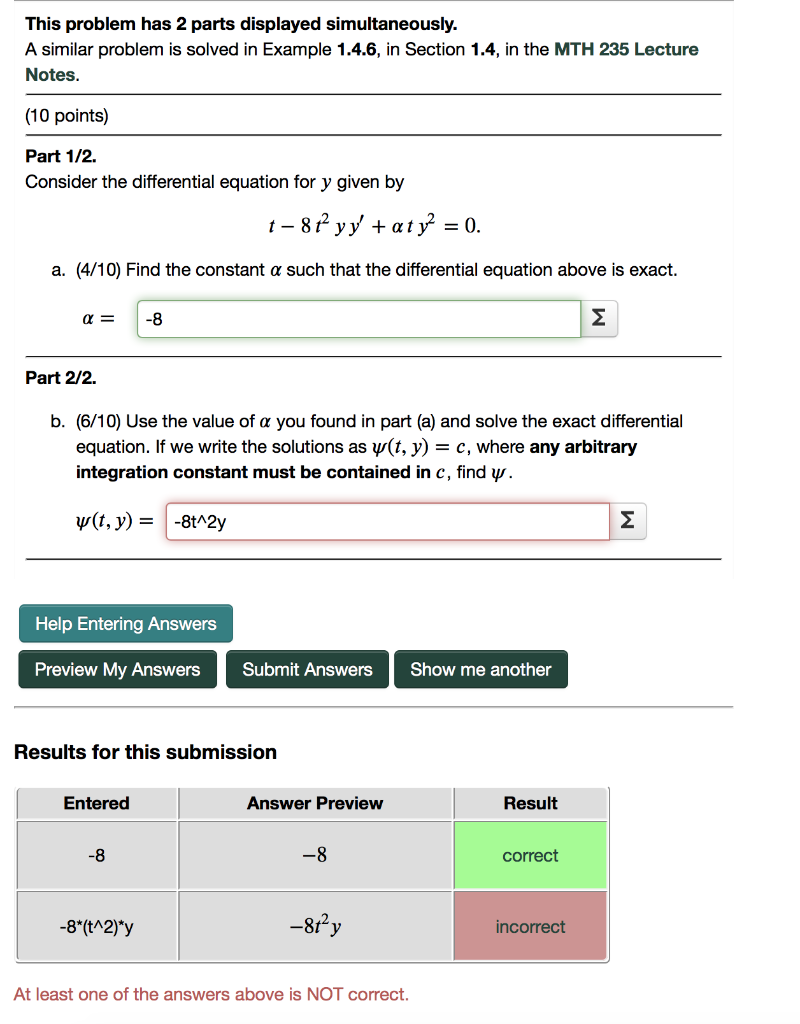 Solved This problem has 2 parts displayed simultaneously. A | Chegg.com