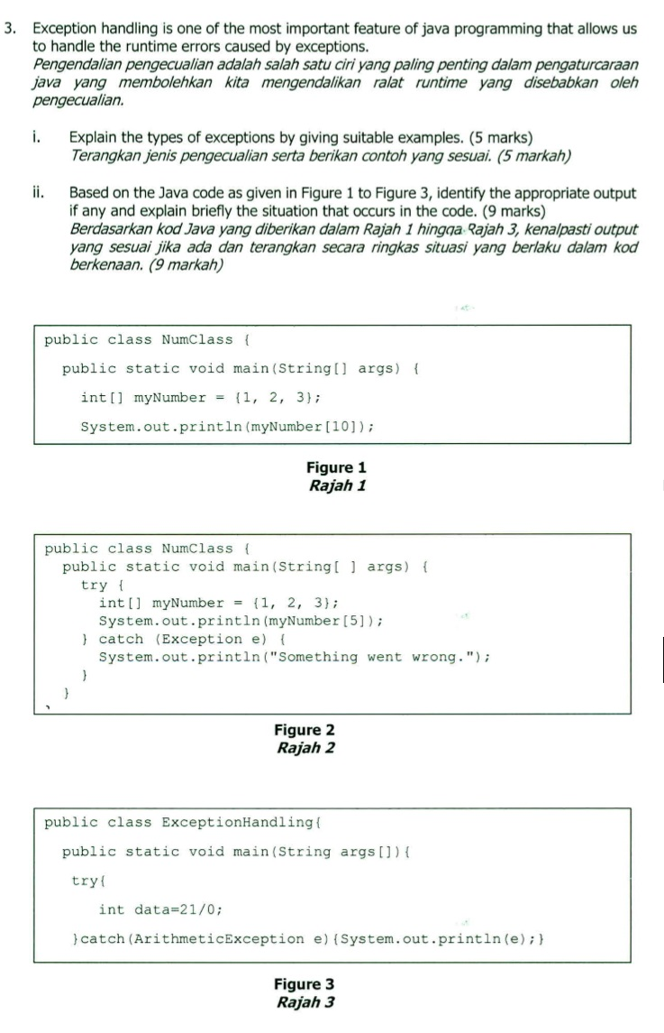 Solved 3. Exception handling is one of the most important | Chegg.com
