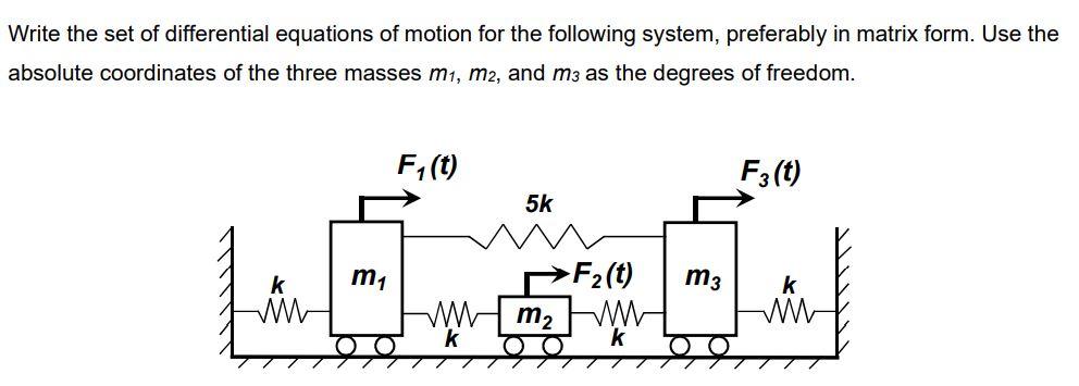 Solved Write the set of differential equations of motion for | Chegg.com