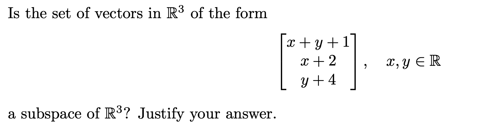 Solved Is the set of vectors in R3 of the form | Chegg.com