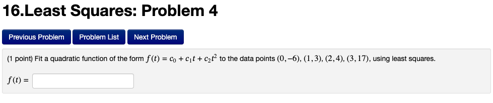 Solved (1 point) Fit a linear function of the form | Chegg.com