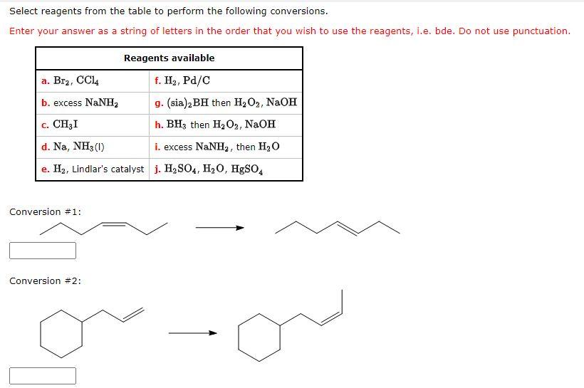 Solved Select reagents from the table to perform the | Chegg.com