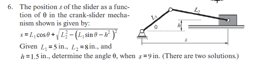 Solved 6. The position s of the slider as a func- tion of 0 | Chegg.com