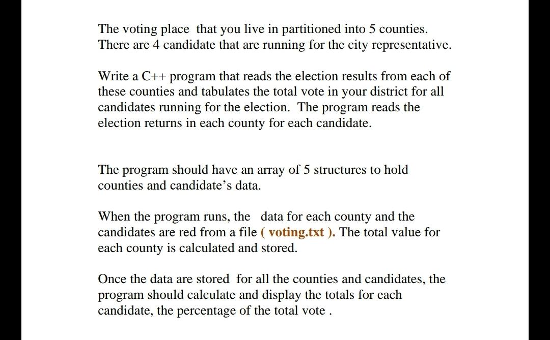 Solved C Programming Assignment The Voting Place That You