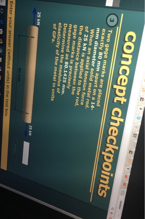 Solved 血 concept checkpoints 3 Two gage marks are placed | Chegg.com