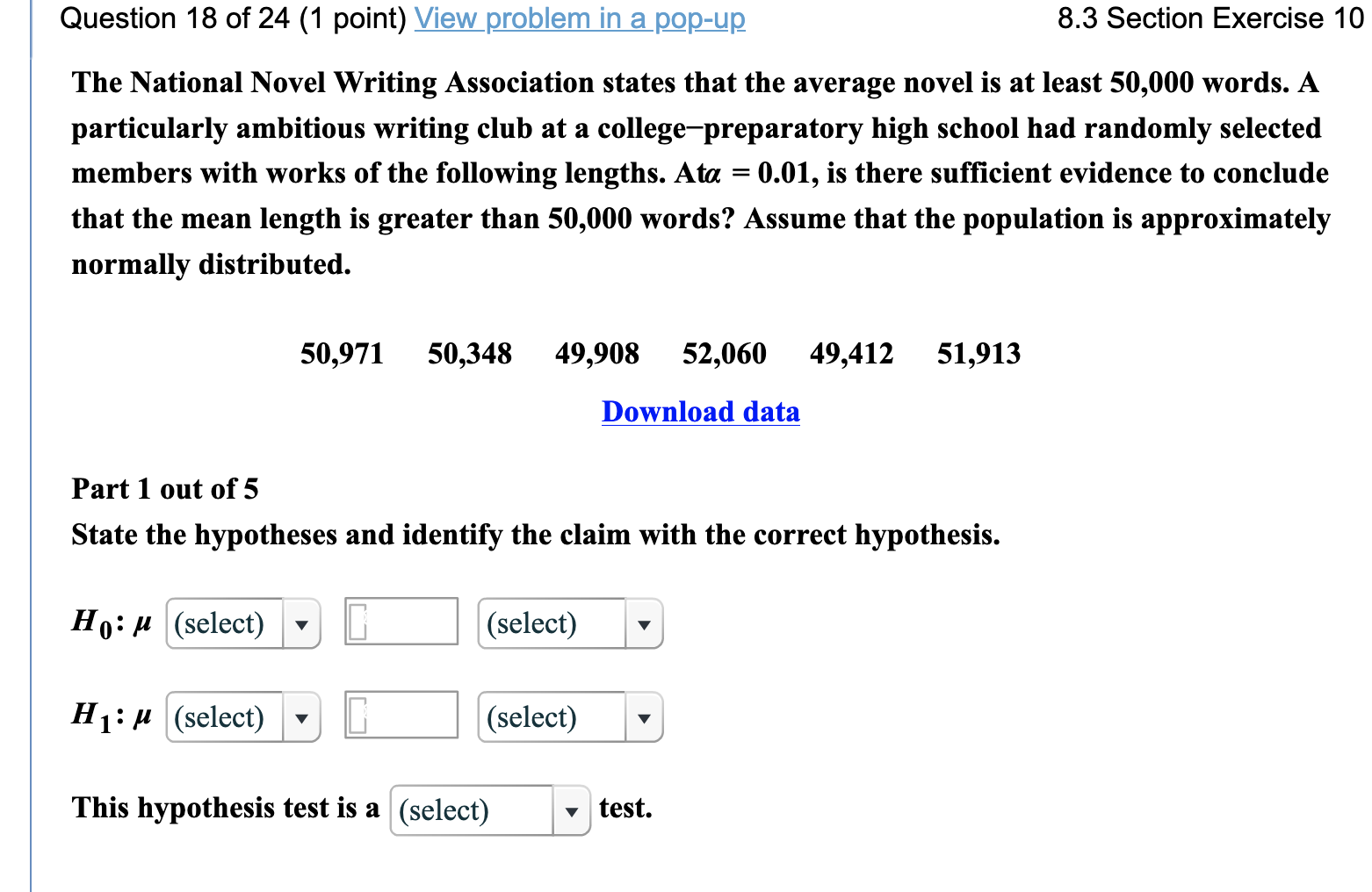 Solved Question 18 of 24 (1 point) View problem in a pop-up | Chegg.com