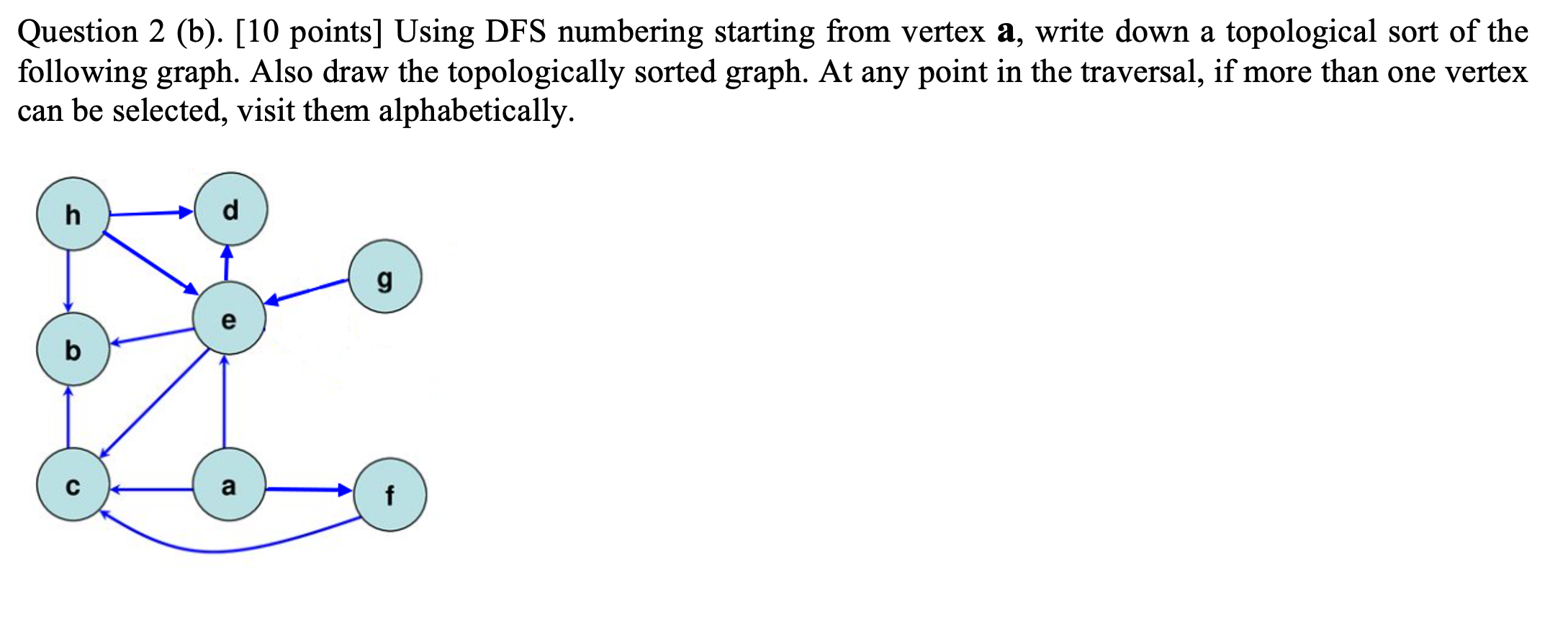 Solved Question 2 (b). [10 points] Using DFS numbering | Chegg.com