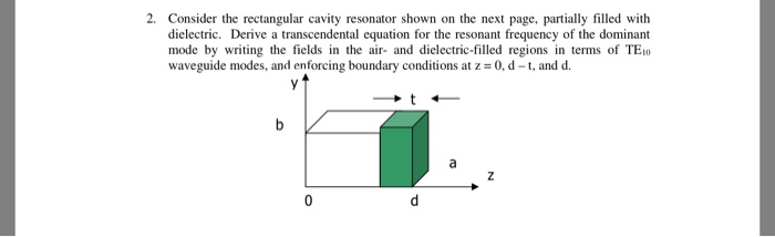 2. Consider the rectangular cavity resonator shown on | Chegg.com