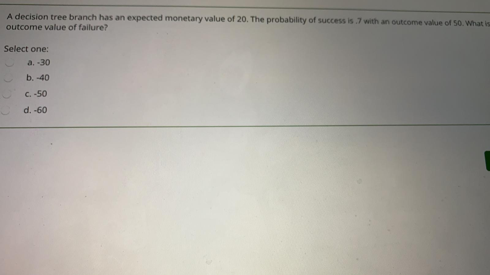 Solved A decision tree branch has an expected monetary value | Chegg.com