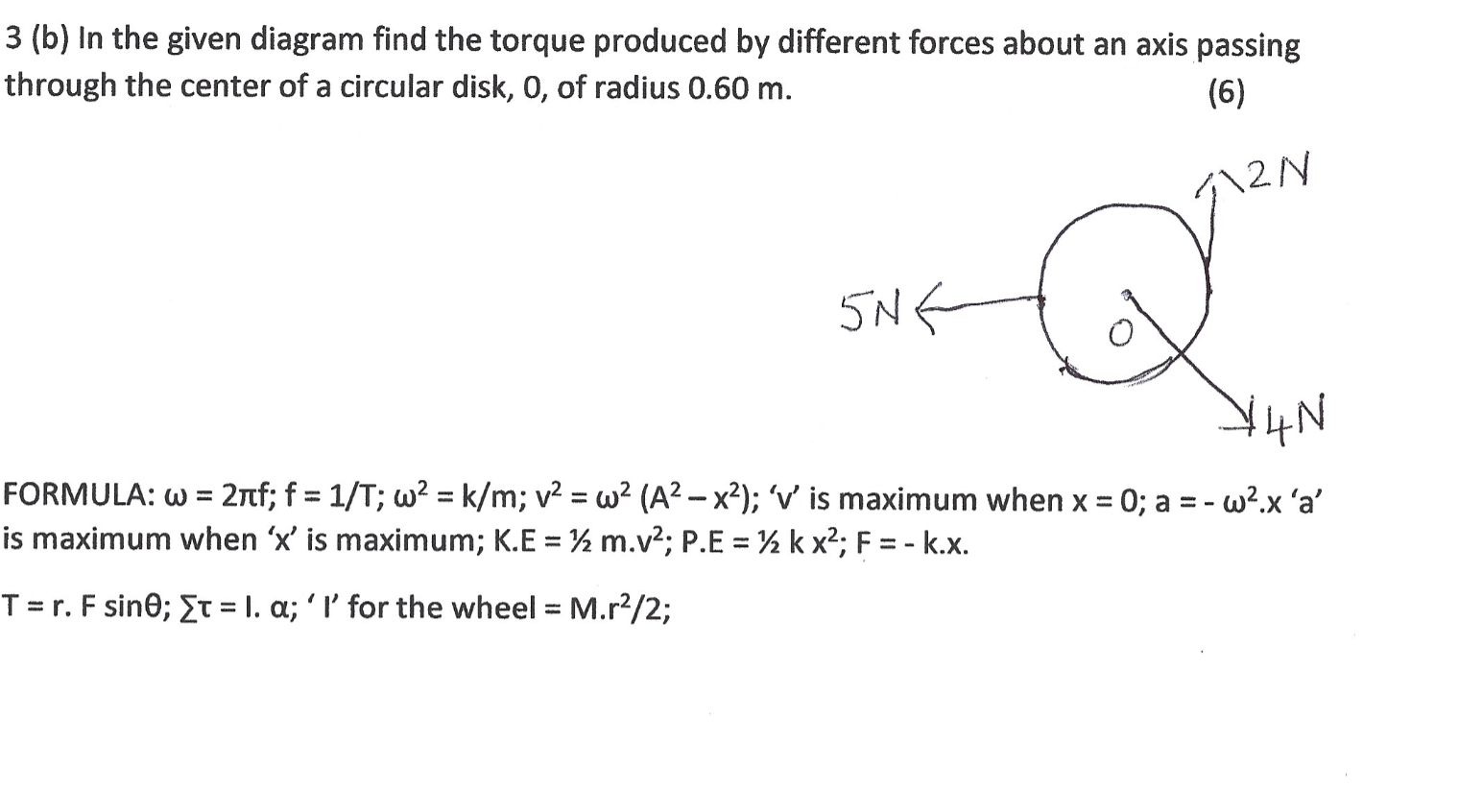 Solved 3 (b) In the given diagram find the torque produced | Chegg.com