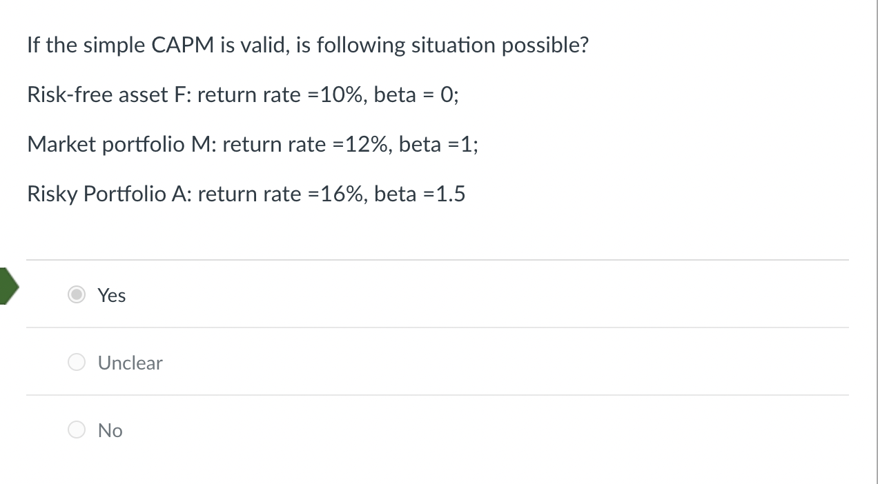 Solved If the simple CAPM is valid, is following situation | Chegg.com