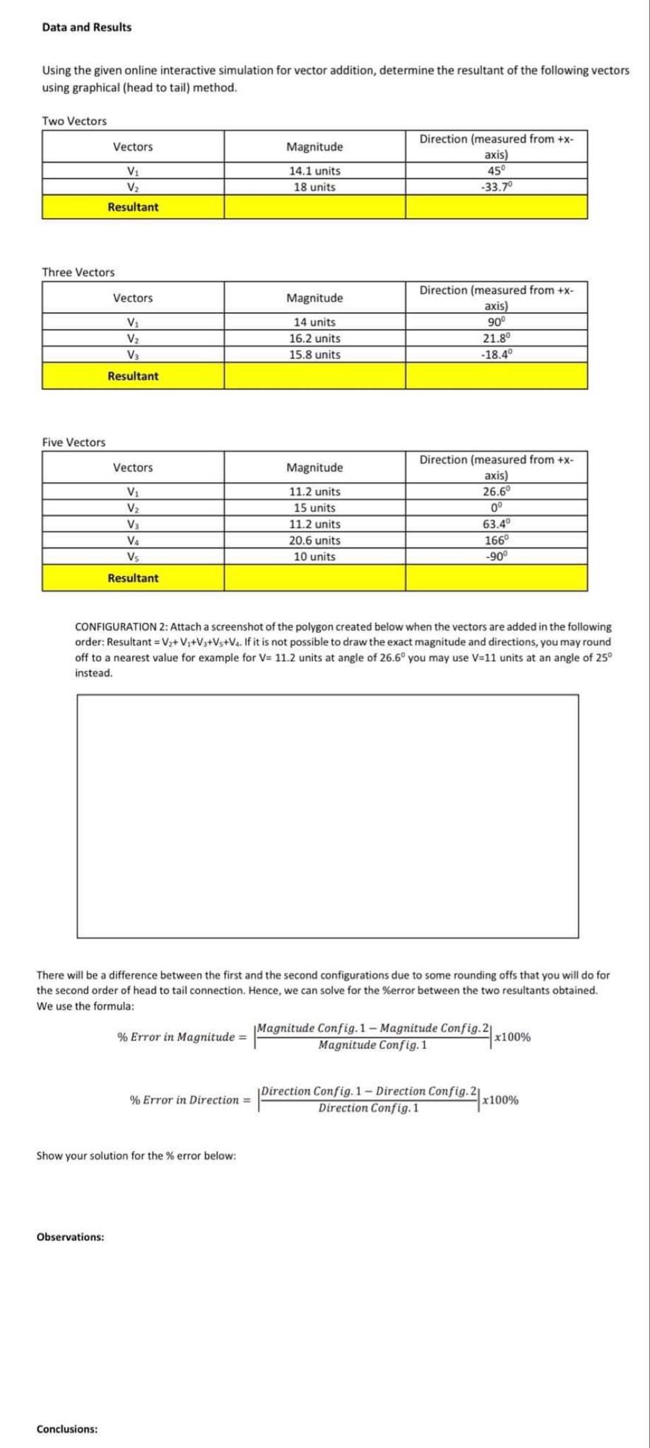 Solved Data and Results Using the given online interactive | Chegg.com