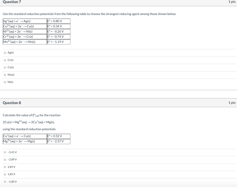 Solved Question 7 1 pts Use the standard reduction | Chegg.com