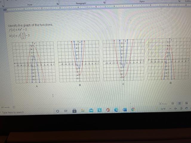Solved Identify The Graph Of The Functions F X 6x 2 2