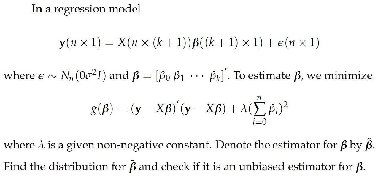 Solved In a regression model y(n x 1) = X(n X (k + 1))B((k | Chegg.com