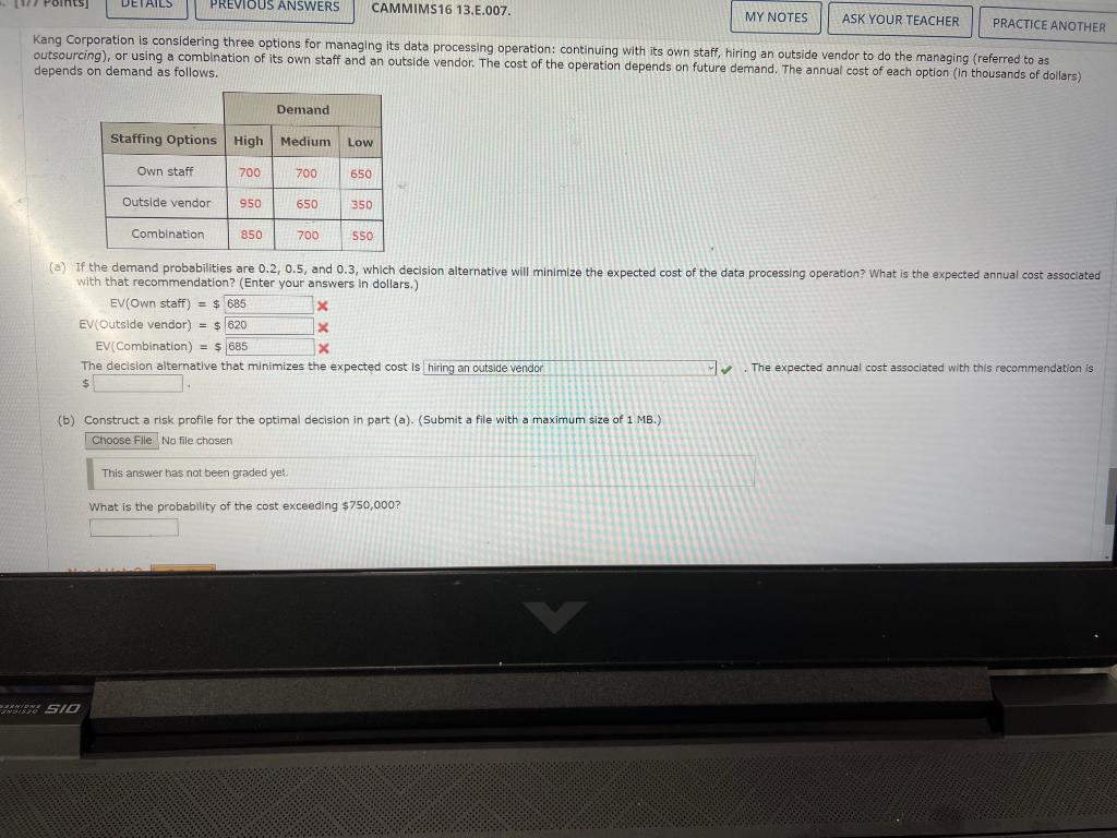 Solved Kang Corporation is considering three options for | Chegg.com
