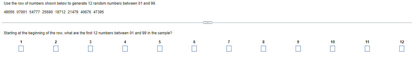 Use the row of numbers shown below to generate 12 | Chegg.com