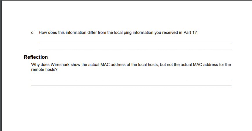 Solved Part 1 Capture And Analyze Local Icmp Data In 
