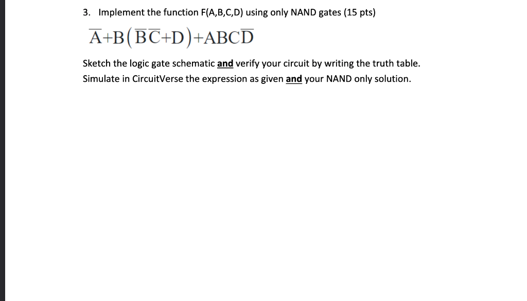 Solved 3 Implement The Function Fabcd Using Only Nand 1213