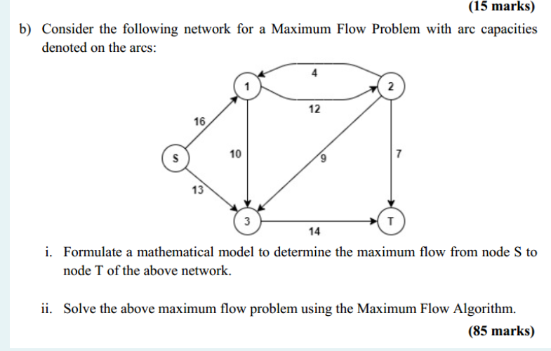 Solved (15 marks) b) Consider the following network for a | Chegg.com