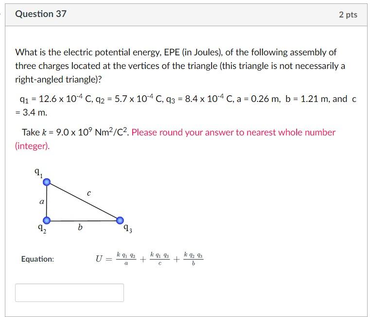 Solved What is the electric potential energy, EPE (in | Chegg.com