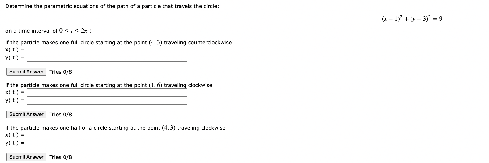 Solved Determine the parametric equations of the path of a | Chegg.com
