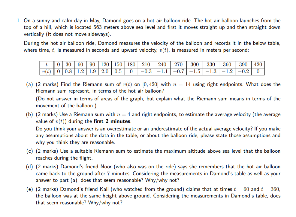 Solved On a sunny and calm day in May, Damond goes on a hot | Chegg.com