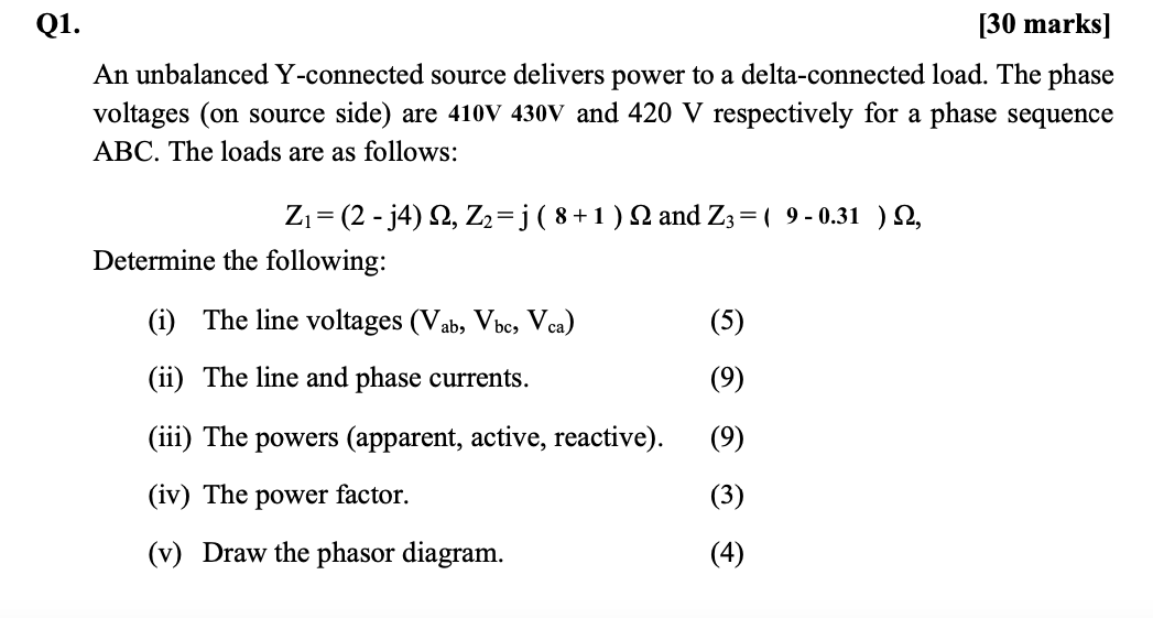 An unbalanced Y-connected source delivers power to a | Chegg.com