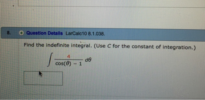 Solved Find the indefinite integral. (Use C for the constant | Chegg.com