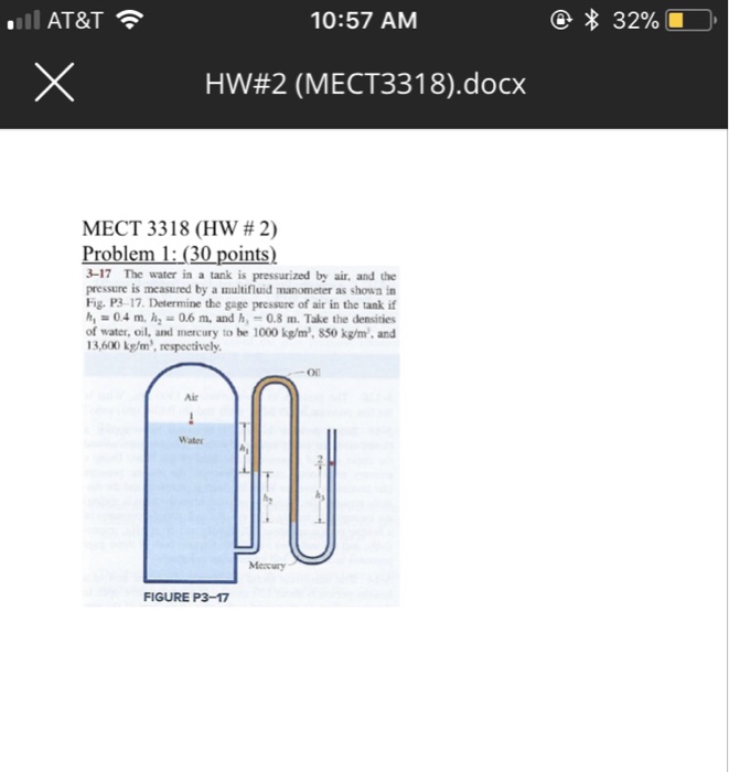 Solved Il AT&T 10:57 AM * 32% HW#2 (MECT3318).docx MECT 3318 | Chegg.com
