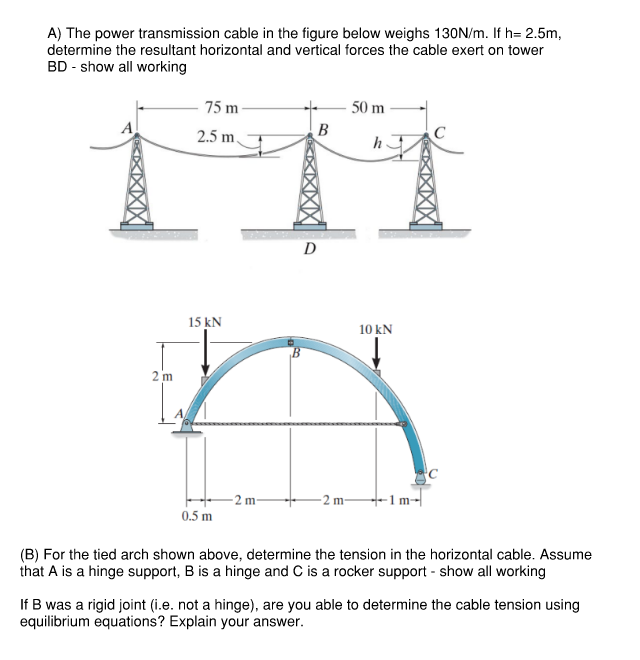 Solved A) The power transmission cable in the figure below | Chegg.com