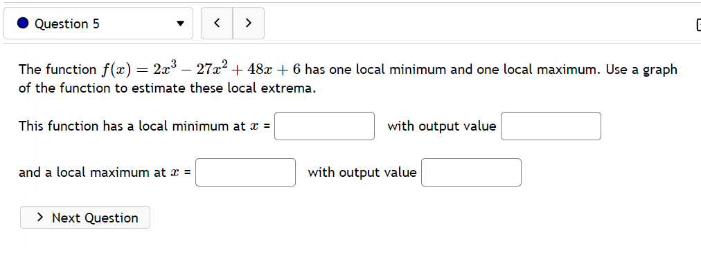 Solved The function f(x)=2x3−27x2+48x+6 has one local | Chegg.com
