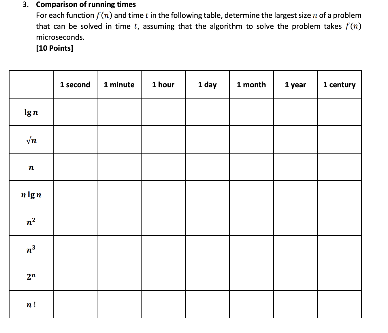 Solved Do only the first 3 columns of the table, and explain | Chegg.com